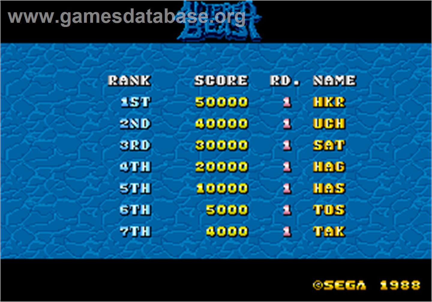 Juuouki - Arcade - Artwork - High Score Screen