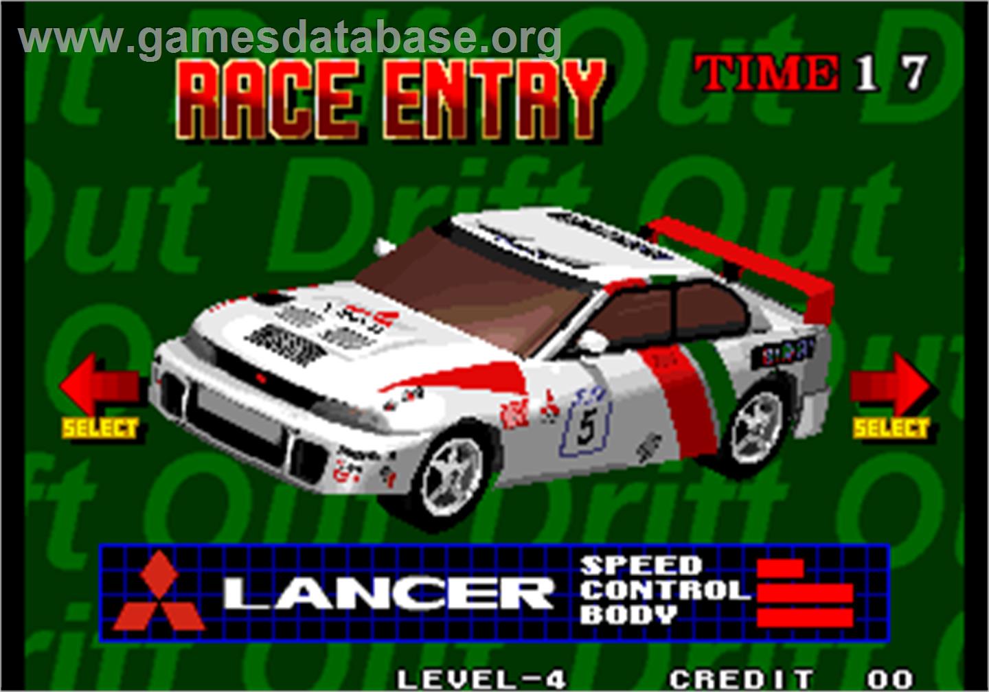 Neo Drift Out - New Technology - Arcade - Artwork - Select Screen