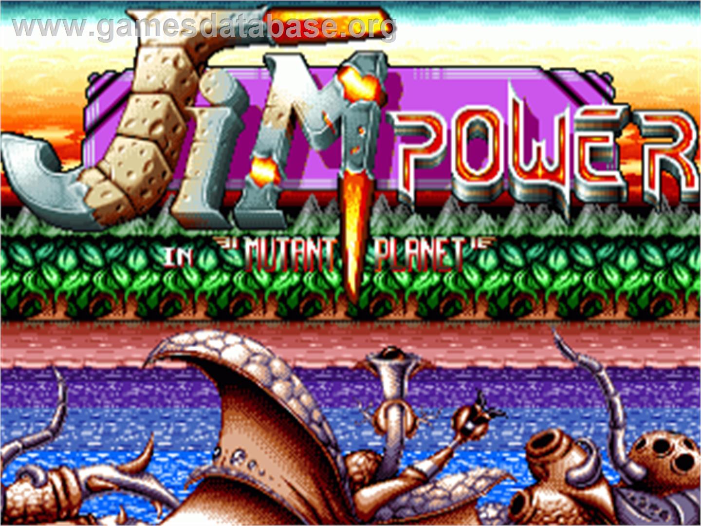 Jim Power in ""Mutant Planet"" - Commodore Amiga - Artwork - Title Screen