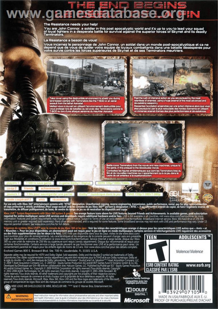 Terminator Salvation - Microsoft Xbox 360 - Artwork - Box Back