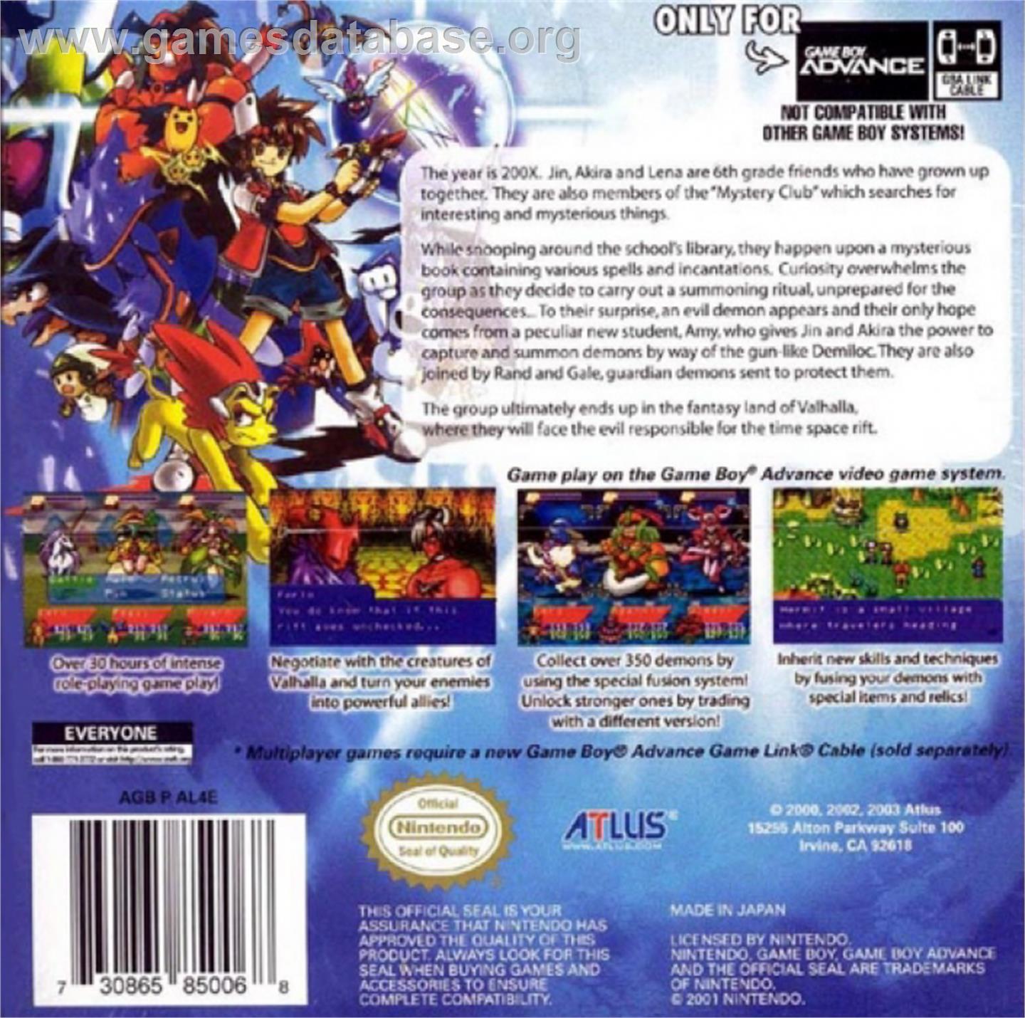 DemiKids: Light Version - Nintendo Game Boy Advance - Artwork - Box Back