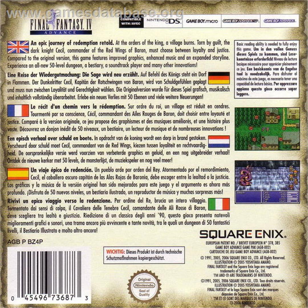 Final Fantasy 3 - Nintendo Game Boy Advance - Artwork - Box Back