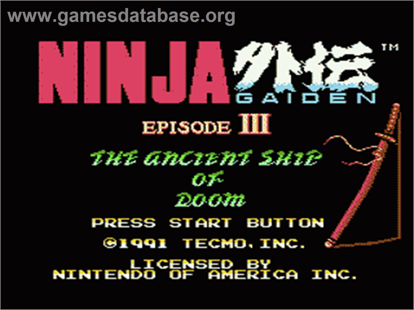 Ninja Gaiden III: The Ancient Ship of Doom - Nintendo NES - Artwork ...