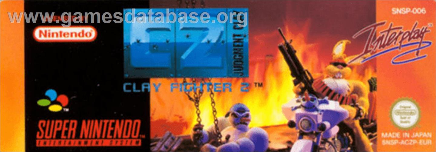 Clay Fighter 2: Judgement Clay - Nintendo SNES - Artwork - Cartridge Top
