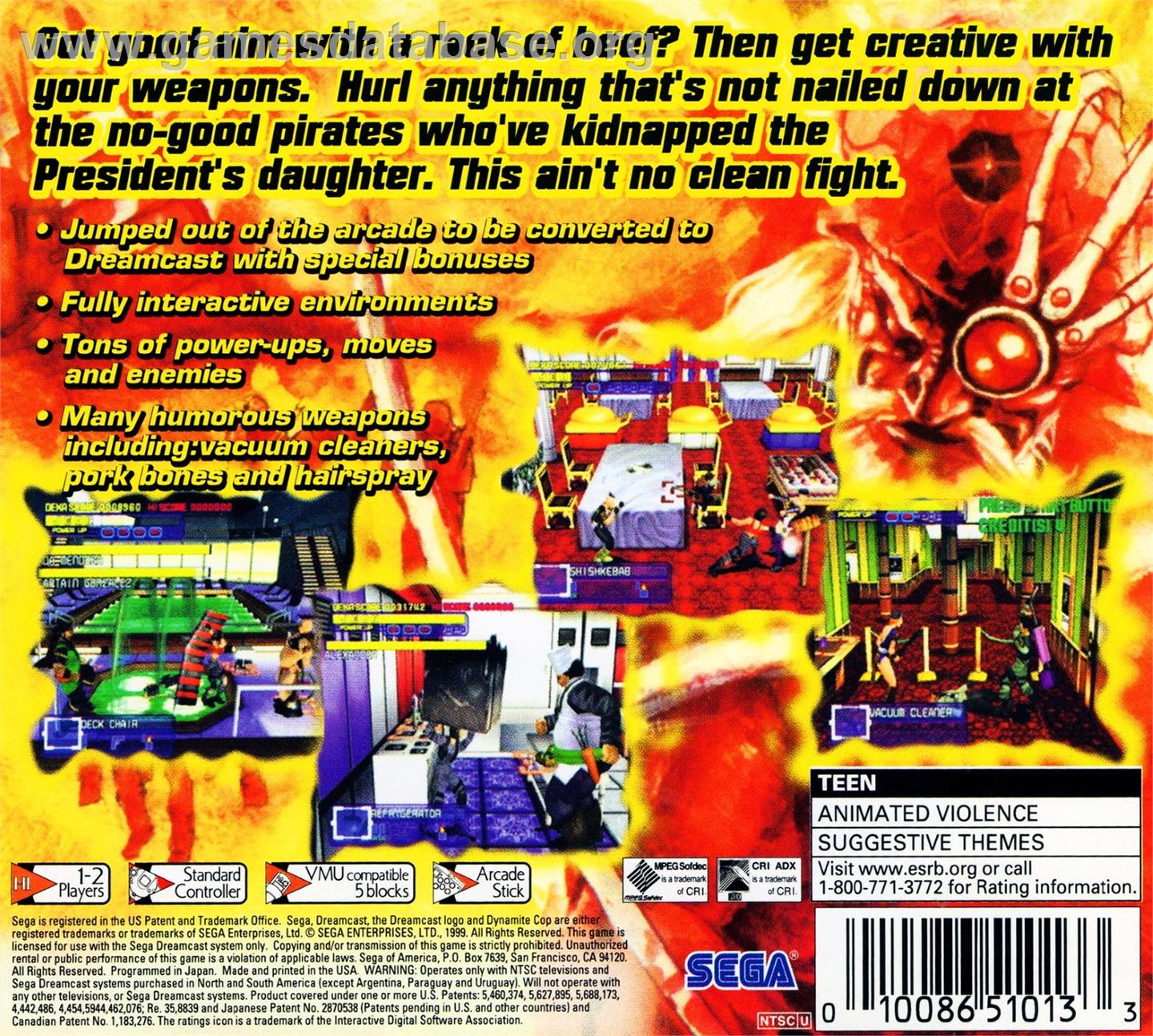 Dynamite Cop - Sega Dreamcast - Artwork - Box Back